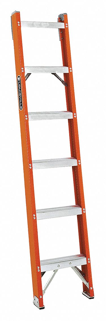 LOUISVILLE LADDER, 6 ft Ladder Size, Fiberglass, Straight Ladder ...