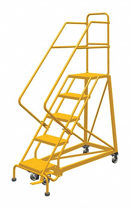 LOUISVILLE 5-Step Rolling Ladder, Perforated Step Tread, 86 in Overall ...
