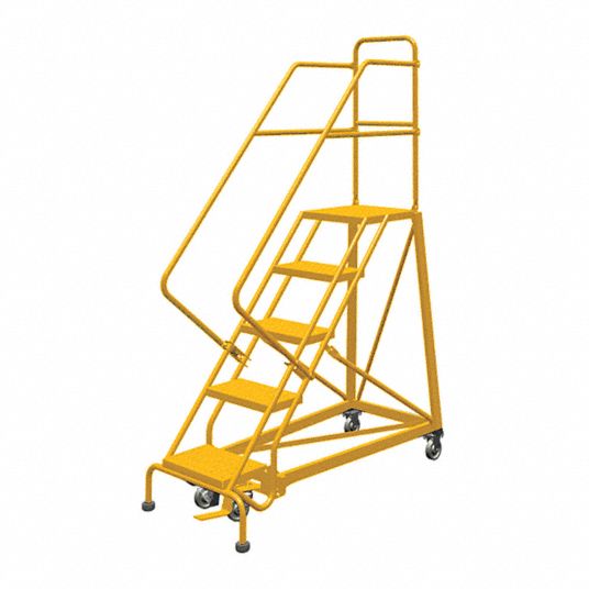 LOUISVILLE 5-Step Rolling Ladder, Perforated Step Tread, 86 in Overall ...