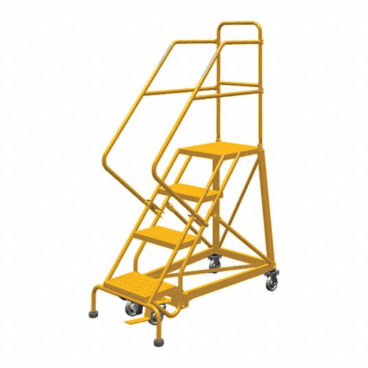 Rolling Ladder,Steel,76" H,Yellow - Grainger