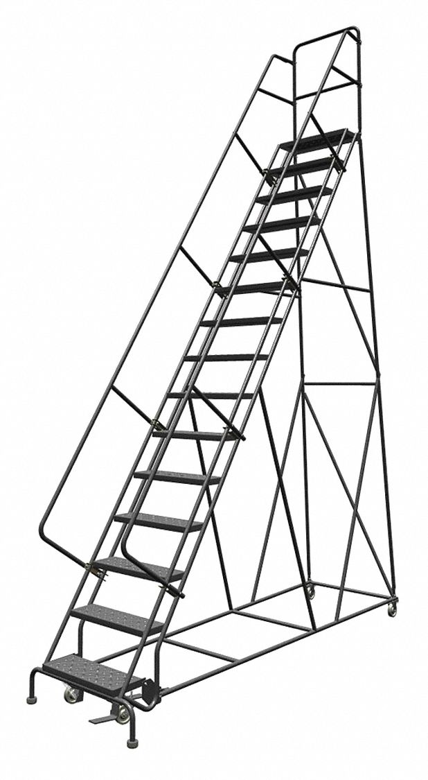 Rolling Ladder,Steel,109" H,Yellow - Grainger