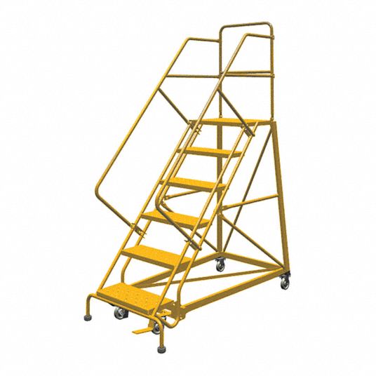 6-Step Rolling Ladder, Perforated Step Tread, 96 in Overall Height, 450 ...