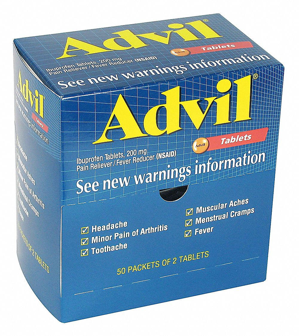 Advil Pain Relief, Tablet, 50 x 2, Regular Strength, Ibuprofen - Grainger