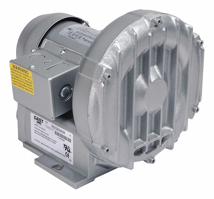GAST, 0.12 hp, 28 in wc Max Op Pressure, Regenerative Blower - 33K823 ...