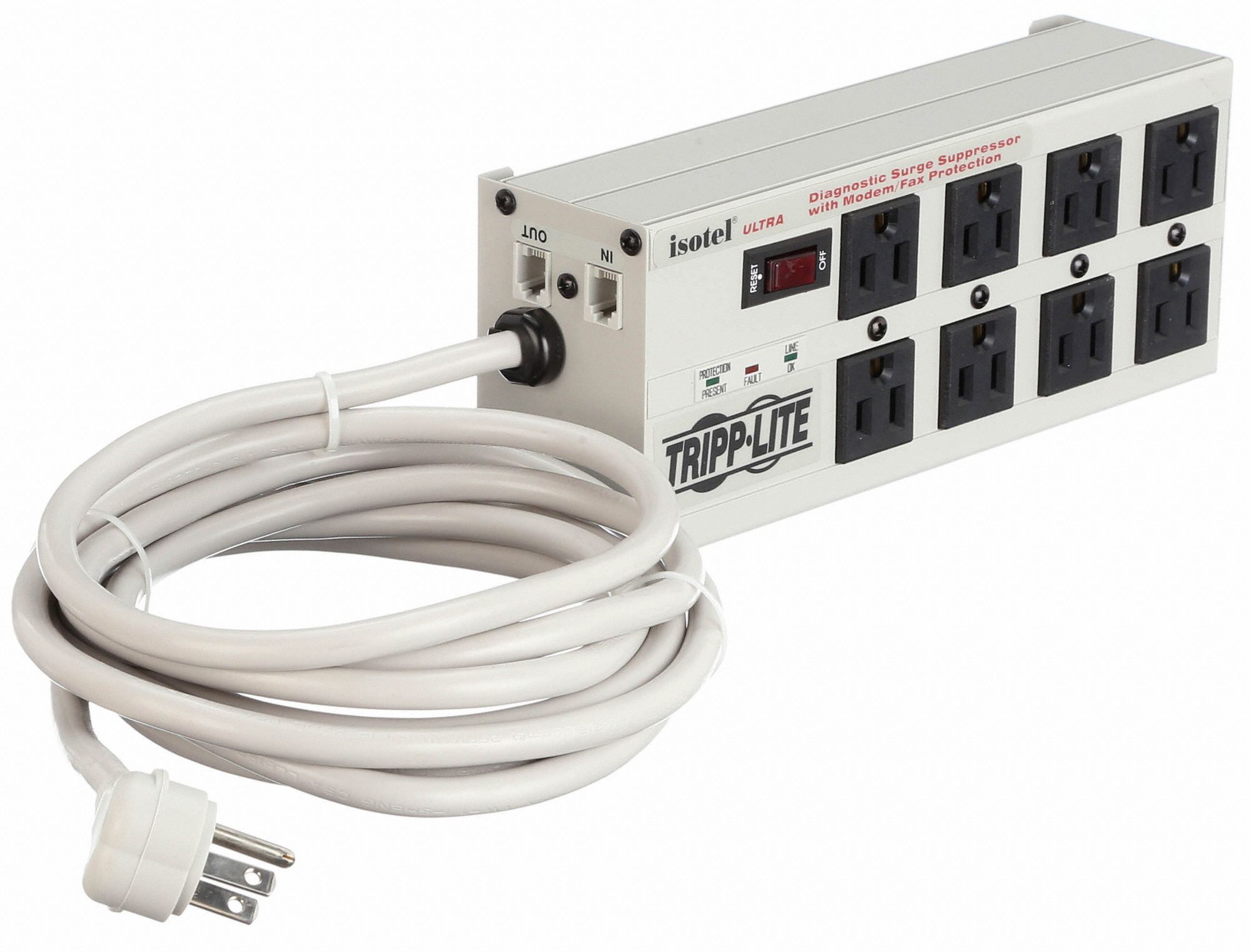 TRIPP LITE Isolated Filter Datacom Surge Protector: 8 Outlets, NEMA 5 ...