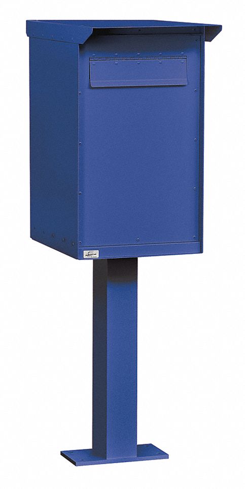 Pedestal Drop Box,Regular,Aluminum,Blue - Grainger