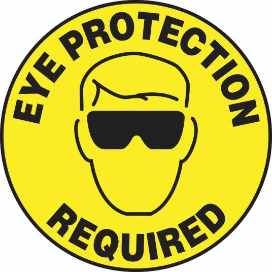 Slip-Gard Round Floor Sign, Eye Protection Required, Header No Header ...
