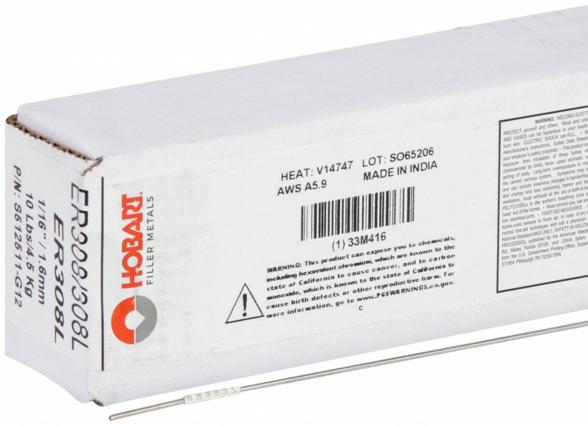 HOBART, Stainless Steel, ER308/308L, TIG Welding Rod - 33M416|33M416 ...