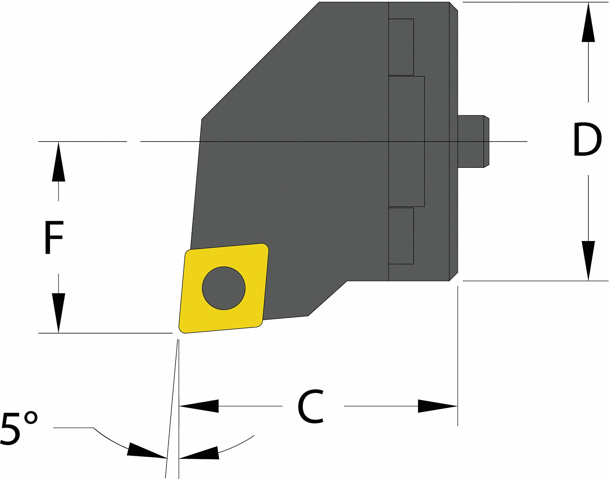 ULTRA-DEX USA, 80° Diamond, 0.6690 in Center to Cutting Tip, Indexable ...