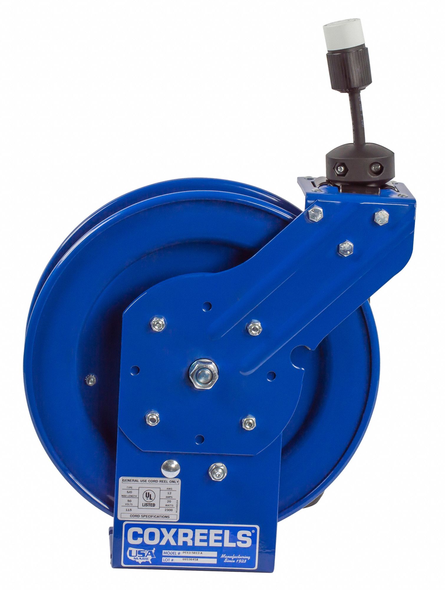 COXREELS Retractable Cord Reel, 120V AC, Single Industrial Connector ...