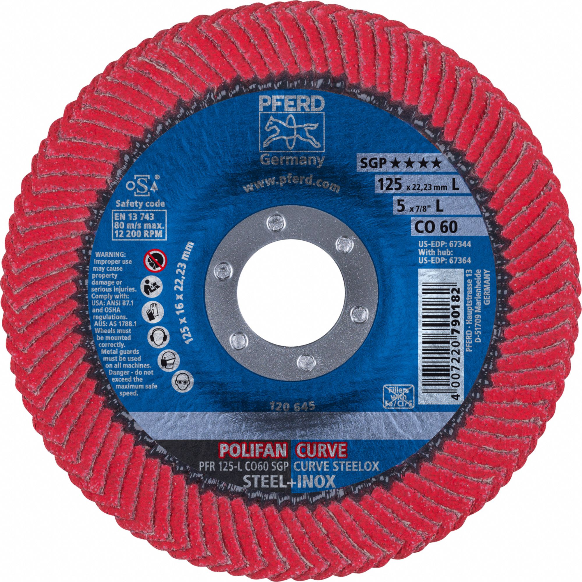 PFERD, Radial, 5" x 7/8", Flap Disc - 33N409|67344 - Grainger