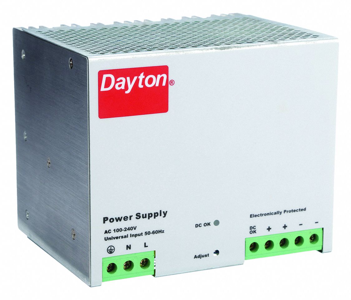 DAYTON, DIN Rail, 480 W Output Power - Rated, DC Power Supply - 33NT14 ...