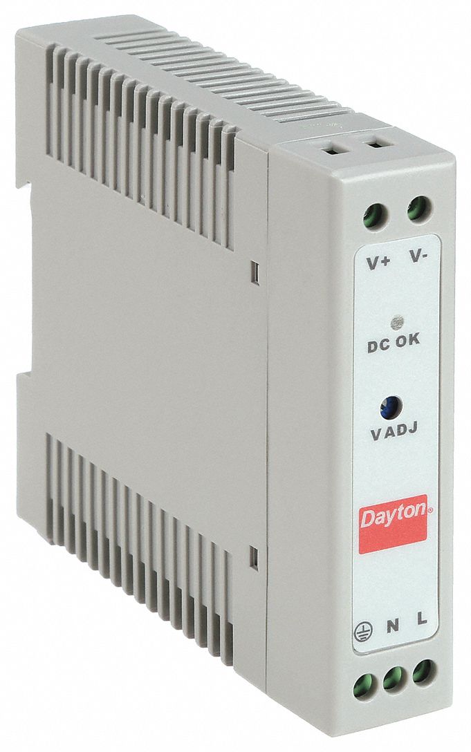DAYTON, DIN Rail, 15 W Output Power - Rated, DC Power Supply - 33NT18 ...