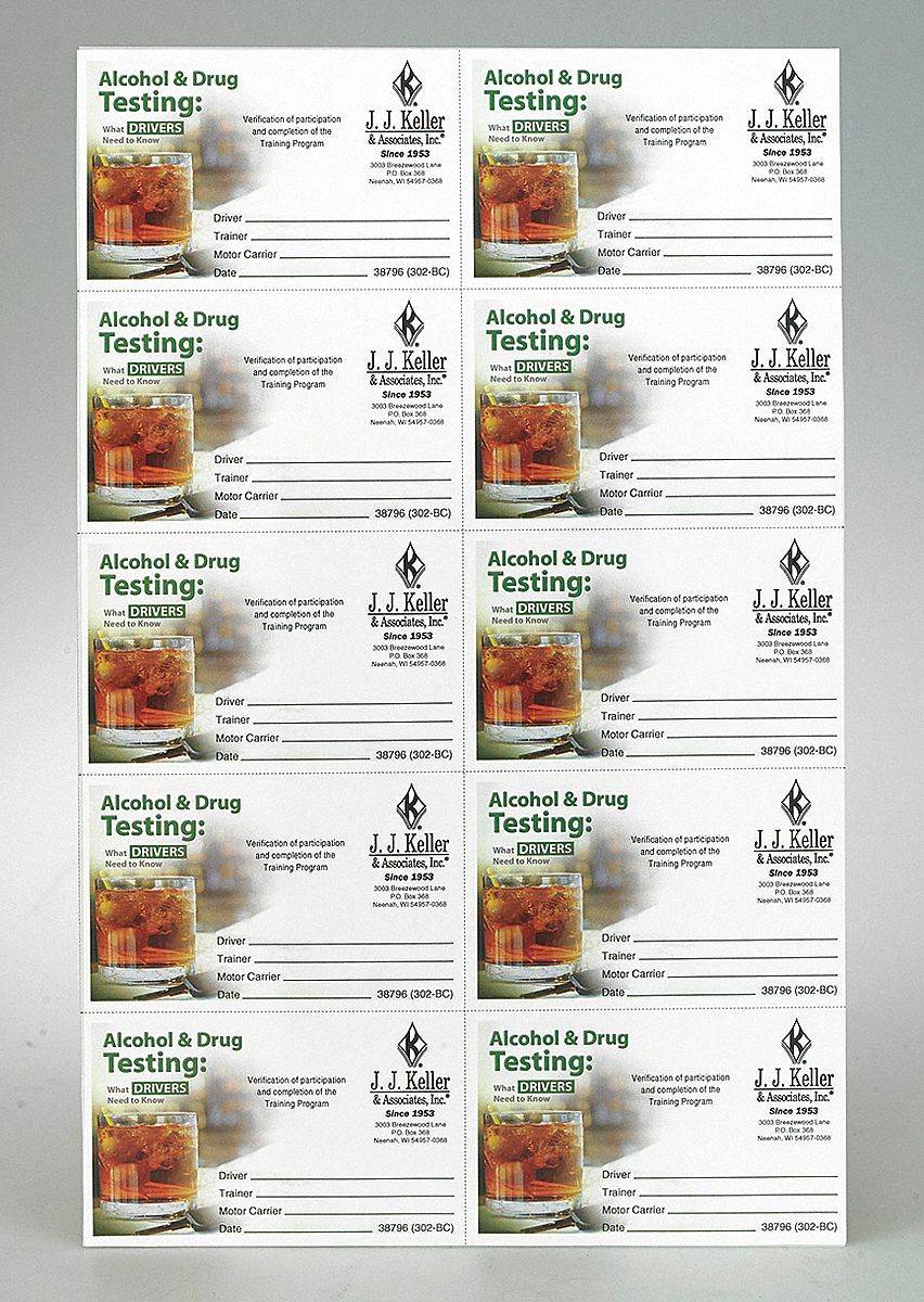 JJ KELLER, Alcohol and Drugs, Alcohol/Drugs, Wallet Card - 33RJ81|38796 ...