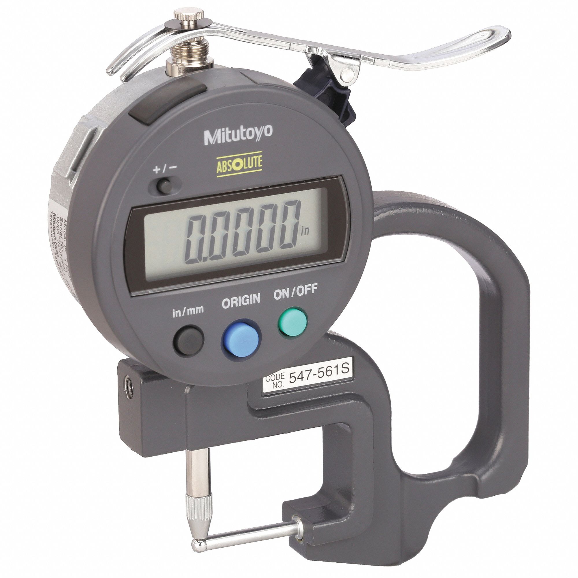 MITUTOYO, 0.0005 in to 0.47 in /0.01 mm to 12 mm, Inch/Metric, Digital ...