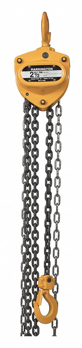 HARRINGTON, Hook Mounted - No Trolley, 5,000 lb Lifting Capacity, Manual Chain Hoist - 33RW75 ...