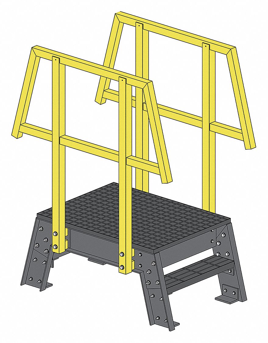 2-Step Fibre-Reinforced Plastic, Grid Step Tread, 36 in Platform Depth ...