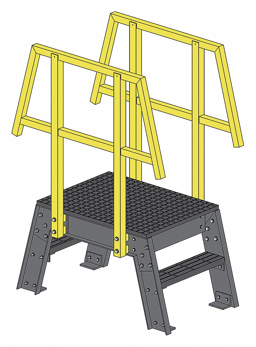 2-Step Fibre-Reinforced Plastic, Grid Step Tread, 36 in Platform Depth ...