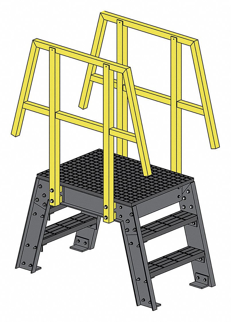 3-Step Fibre-Reinforced Plastic, Grid Step Tread, 36 in Platform Depth ...