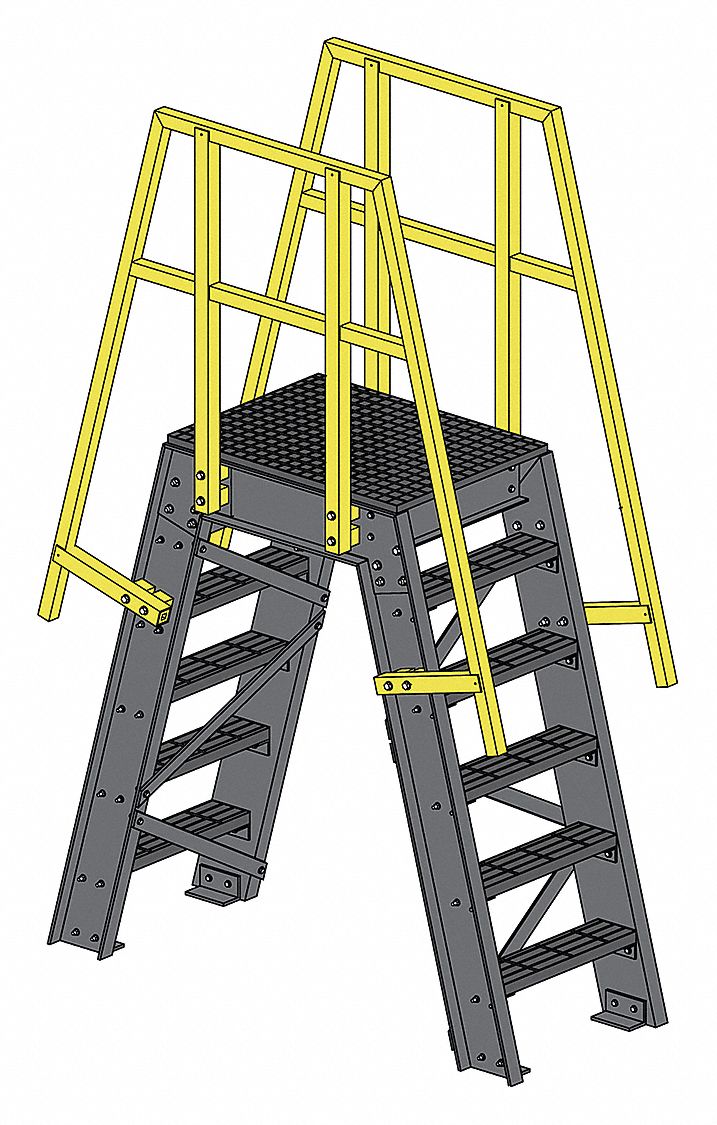 6-Step Fiberglass, Grid Step Tread, 36 in Platform Depth, 69 in ...