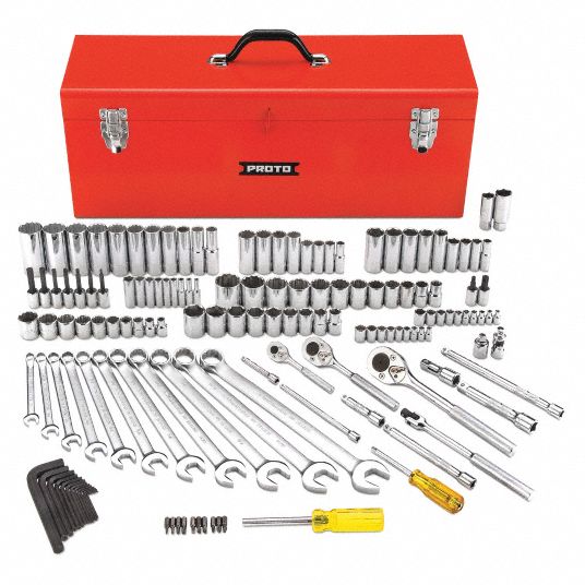 PROTO, 1/4 in, 3/8 in, 1/2 in Drive, 148 Piece, Socket Wrench Set ...