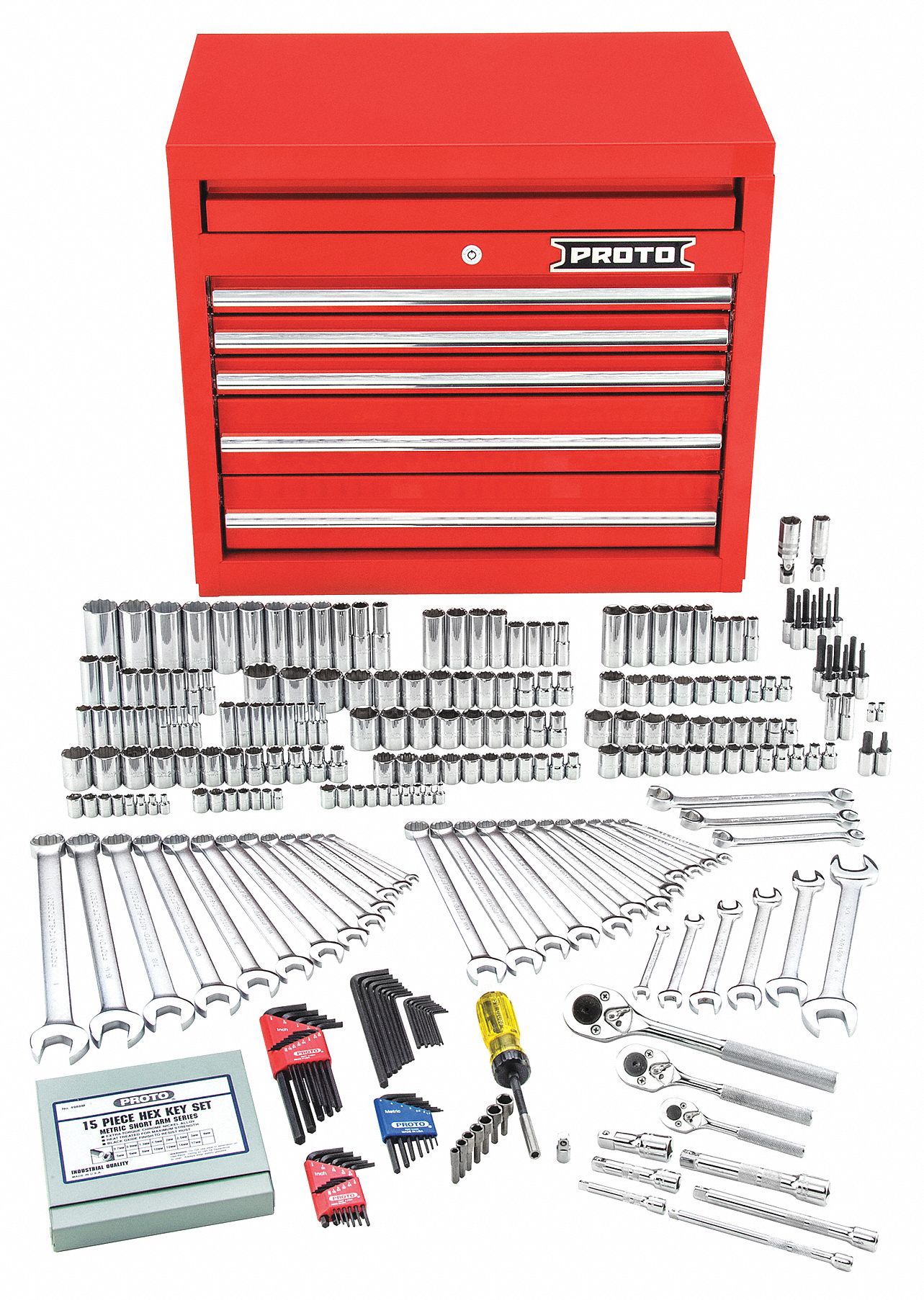PROTO, 1/4 in, 3/8 in, 1/2 in Drive, 302 Piece, Socket Wrench Set ...