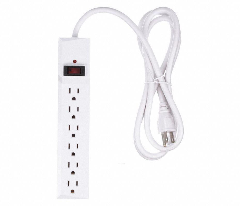 POWER FIRST Barra Multicontactos con Protección contra Sobretensiones, 6 pies, Blanco, Total de ...