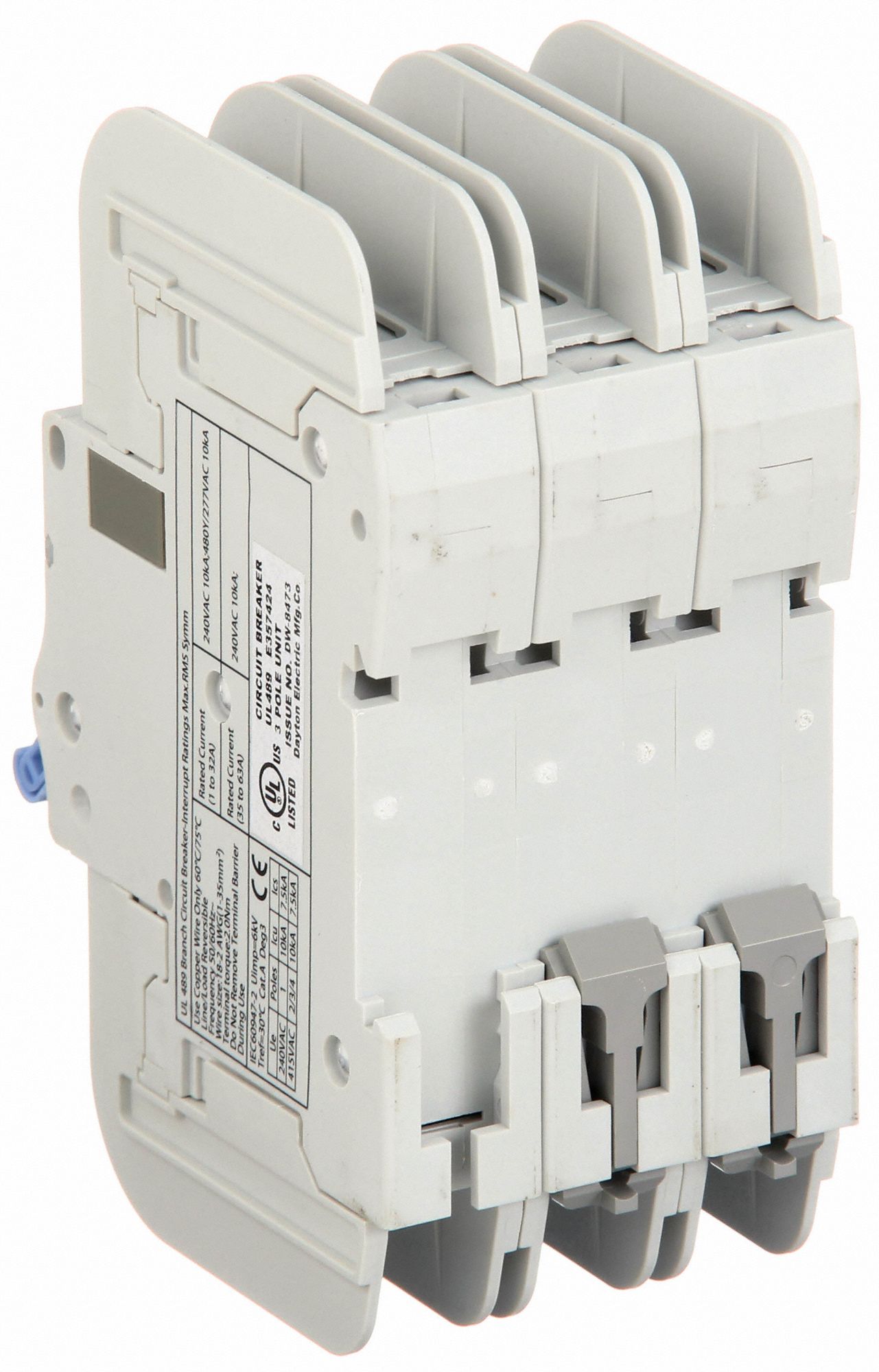 DAYTON IEC Miniature Circuit Breaker: 16 A Amps, 10kA at 480V AC, Lug ...