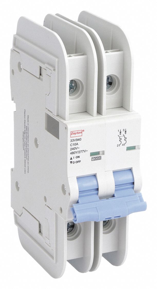 Miniature Circuit Breaker, Amps 10, Curve Type C, AC Voltage Rating ...