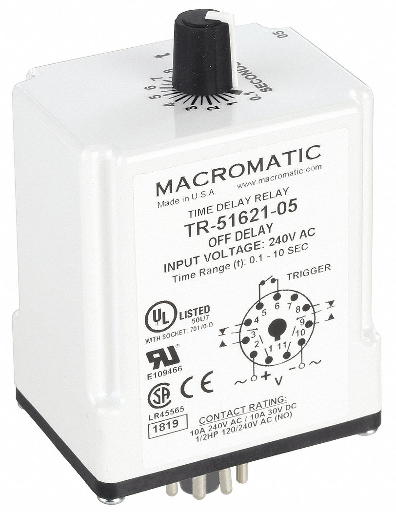 MACROMATIC, Socket Mounted, 240V AC, Single Function Time Delay Relay ...