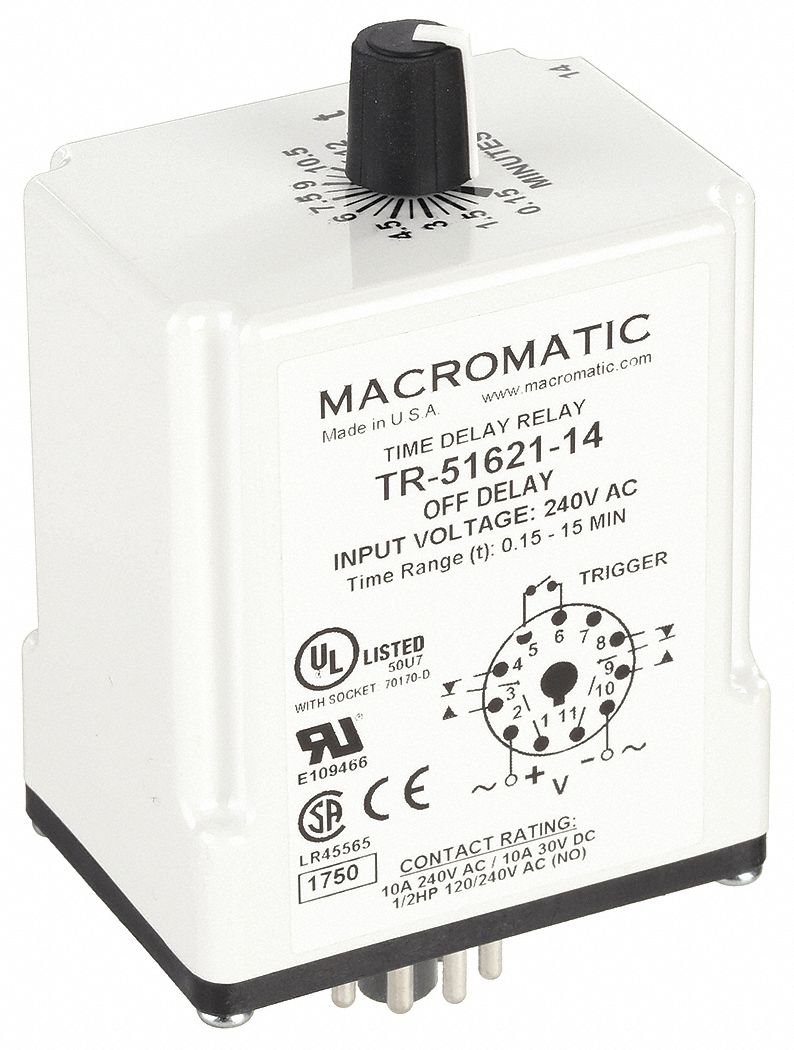 MACROMATIC, Socket Mounted, 240V AC, Single Function Time Delay Relay ... MACROMATIC, Socket Mounted, 240V AC, Single Function Time Delay Relay ...