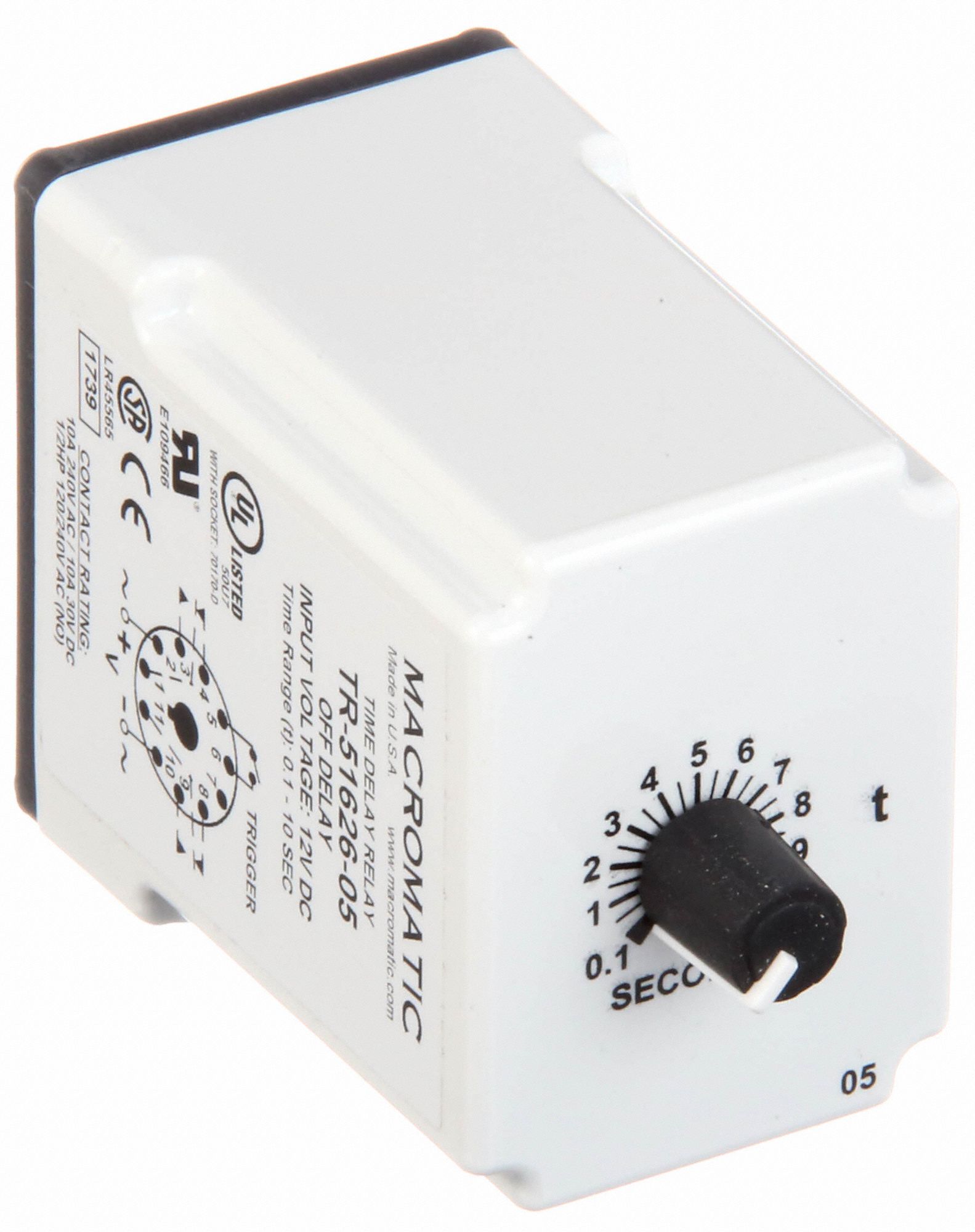 MACROMATIC Single Function Time Delay Relay: 11 Pins - Relay, Potentiometer, 12V DC, Socket ...