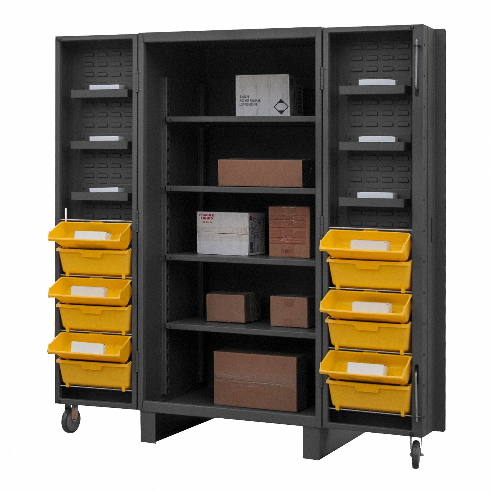 DURHAM MFG Bin Cabinet: 36 in x 36 in 78 in, 10 Shelves, 12 Bins ...