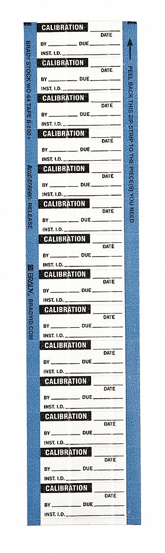 Calibration, 1 1/2 in Wd, Calibration Label - 33VG76|WO-64 - Grainger