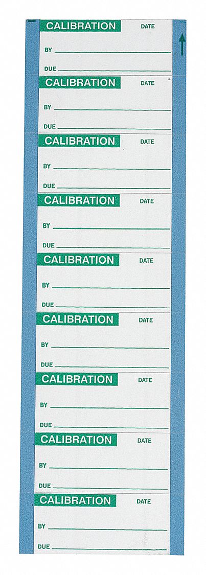 2 1/4 in Wd, 1 in Ht, Calibration Label - 33VG77|WO-9 - Grainger