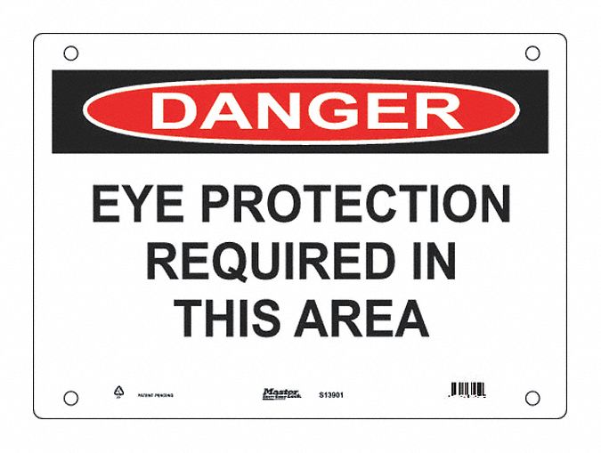 Danger Sign, Eye Protection Required In This Area, Header Danger, 7 in ...
