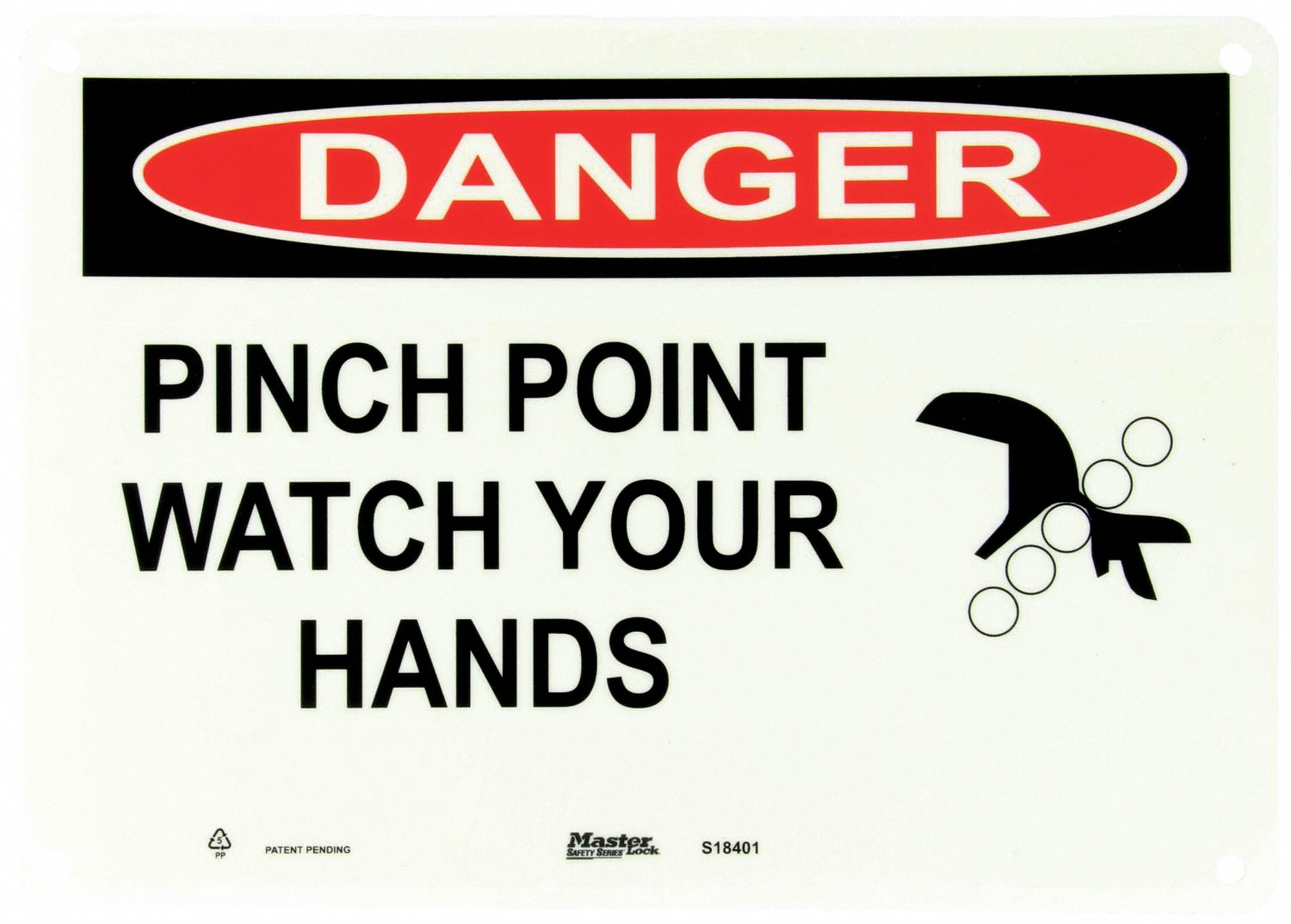 Danger Sign, Pinch Point Watch Your Hands, Header Danger, 10 in Height ...