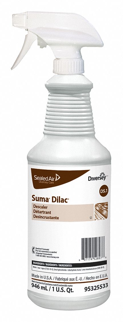 DIVERSEY, Trigger Spray Bottle, 32 oz Container Size, Descaler - 33X325 ...