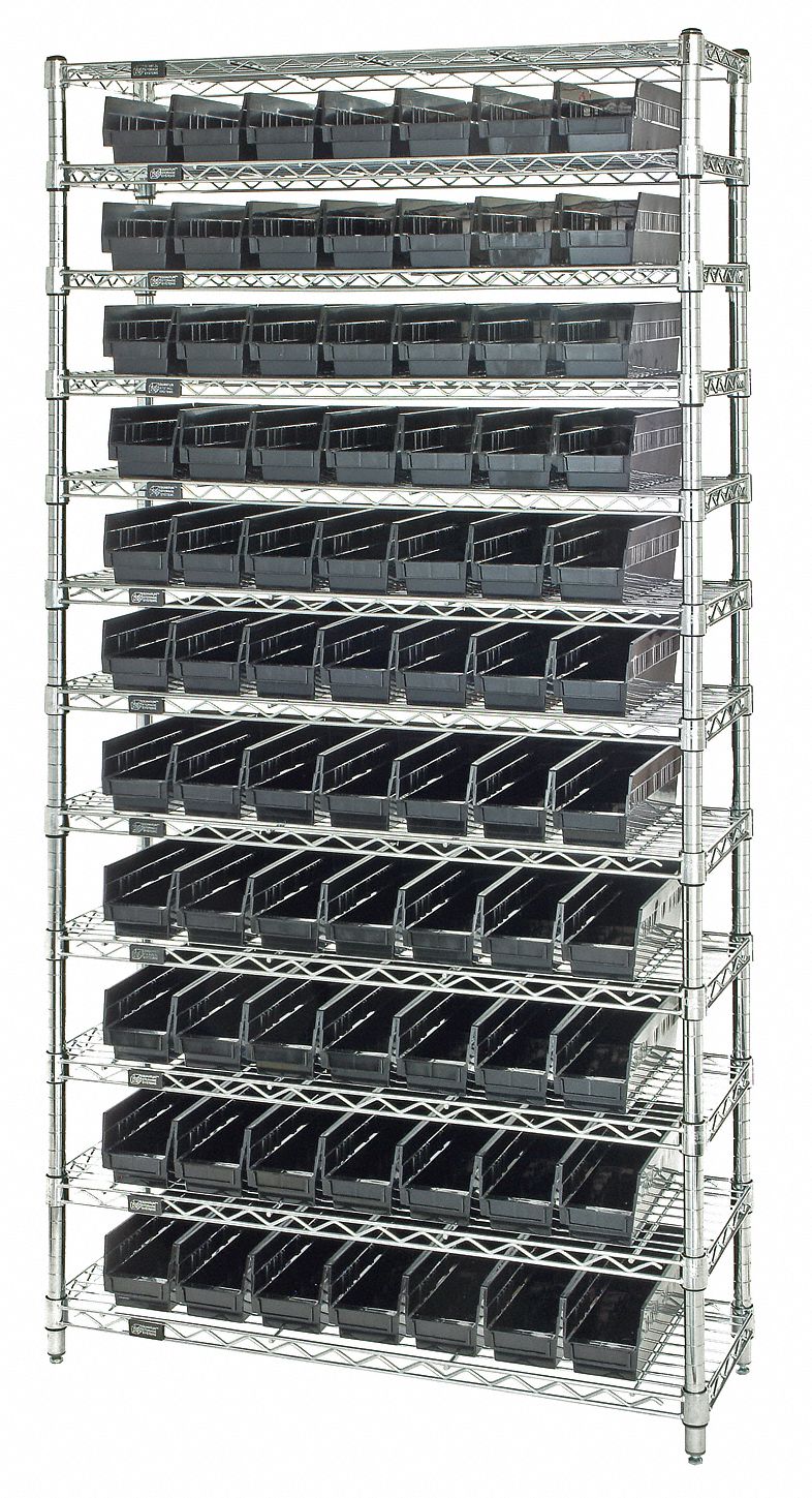 QUANTUM STORAGE SYSTEMS, 36 in x 12 in x 74 in, 1 Sided, Bin Shelving ...