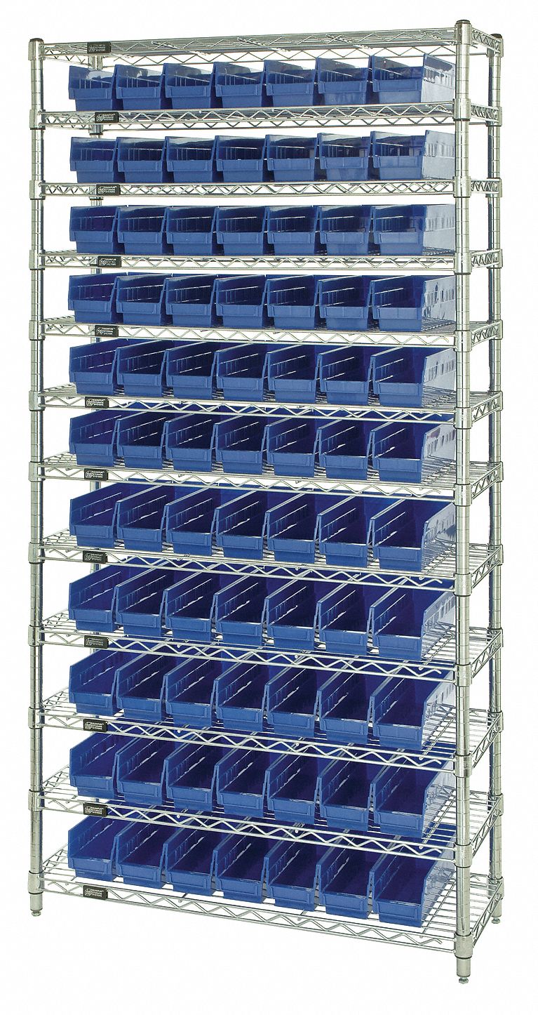 QUANTUM STORAGE SYSTEMS, 36 in x 12 in x 74 in, 1 Sided, Bin Shelving ...