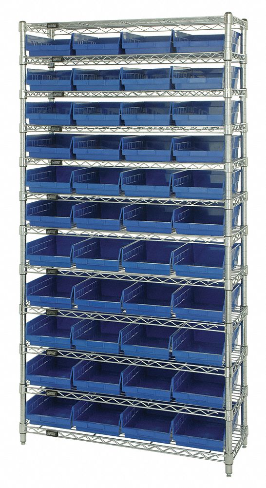 QUANTUM STORAGE SYSTEMS, 36 in x 12 in x 74 in, 1 Sided, Bin Shelving ...