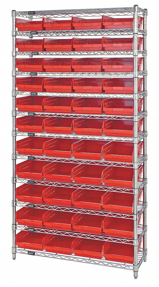 QUANTUM STORAGE SYSTEMS, 36 in x 12 in x 74 in, 1 Sided, Bin Shelving ...