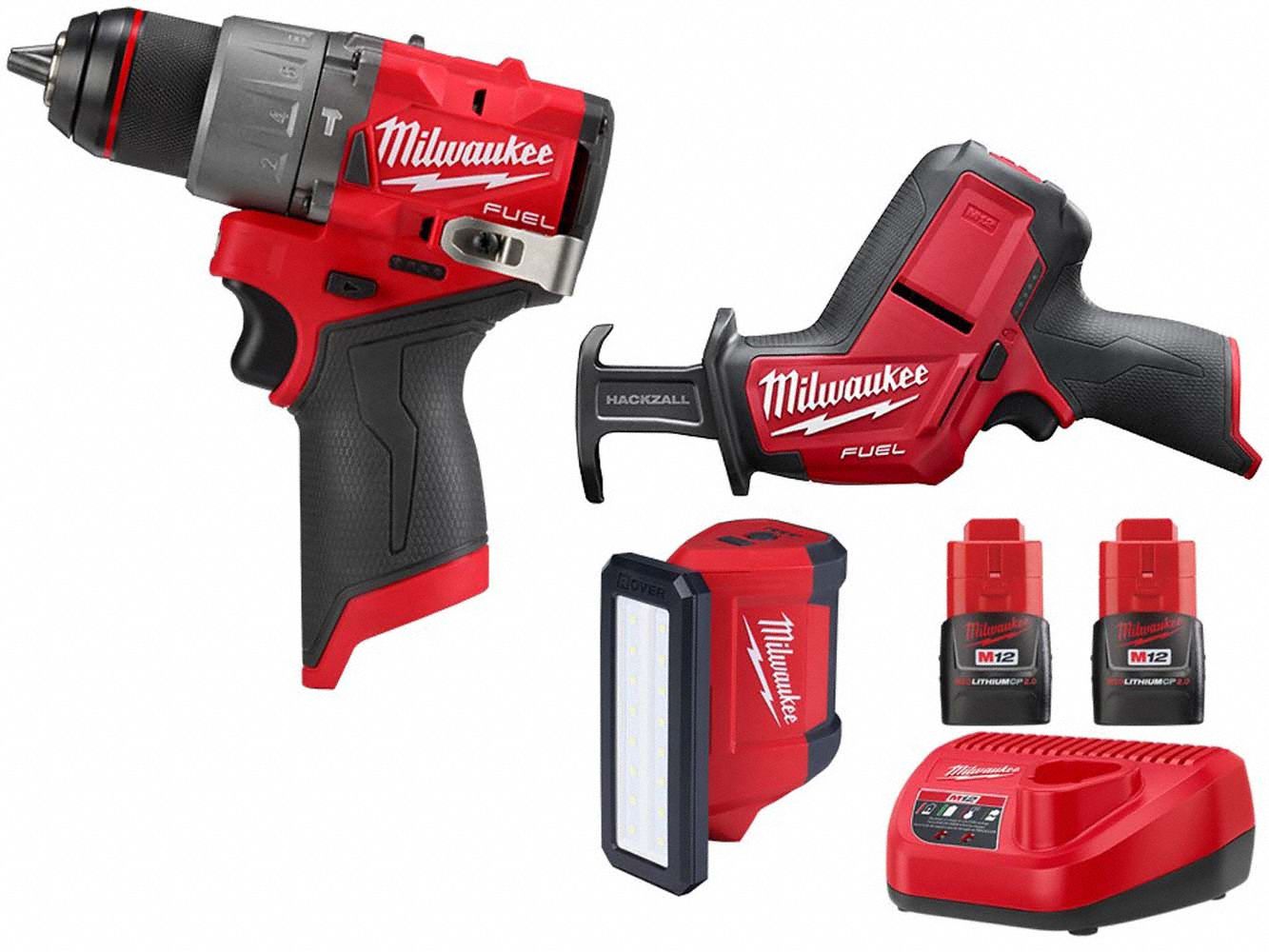 MILWAUKEE TOOL & EQUIPMENT, 3 Tools, 12 V DC Volt, Cordless Combination ...