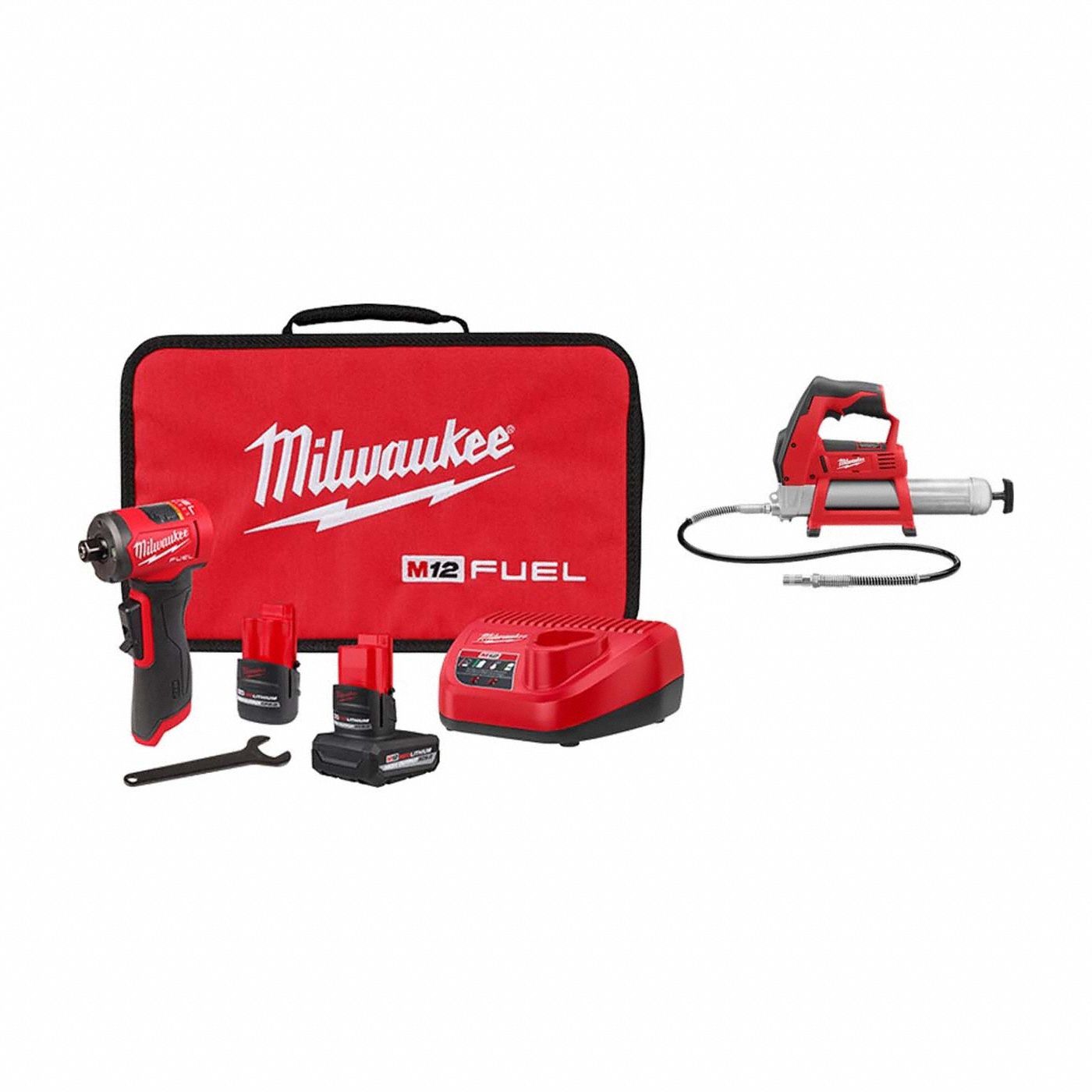 MILWAUKEE, 2 Tools, Die Grinder/Grease Gun, Tool Combination Kit ...