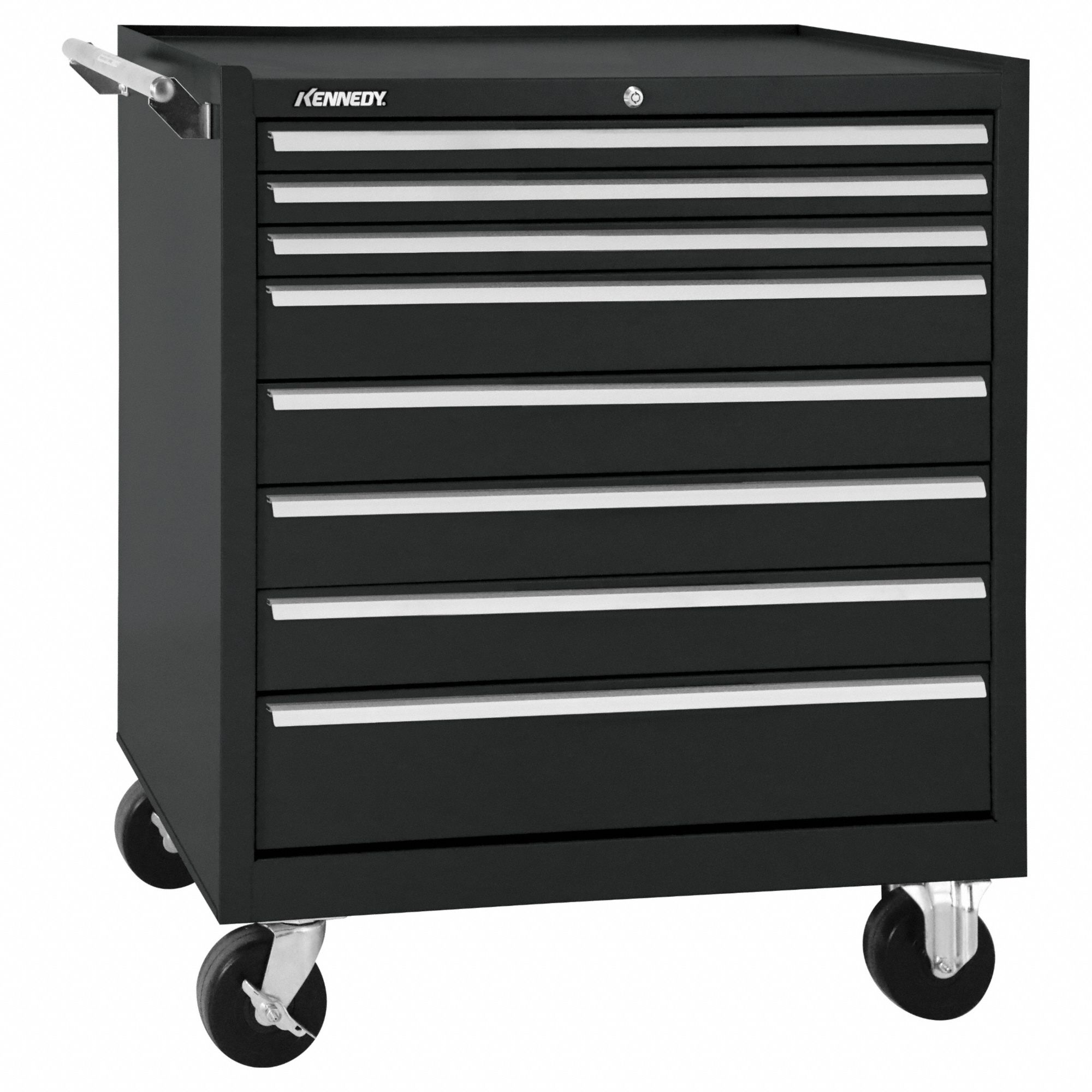 KENNEDY, Black / Black Drawer, 34 in W x 20 in D x 39 in H, Rolling ...