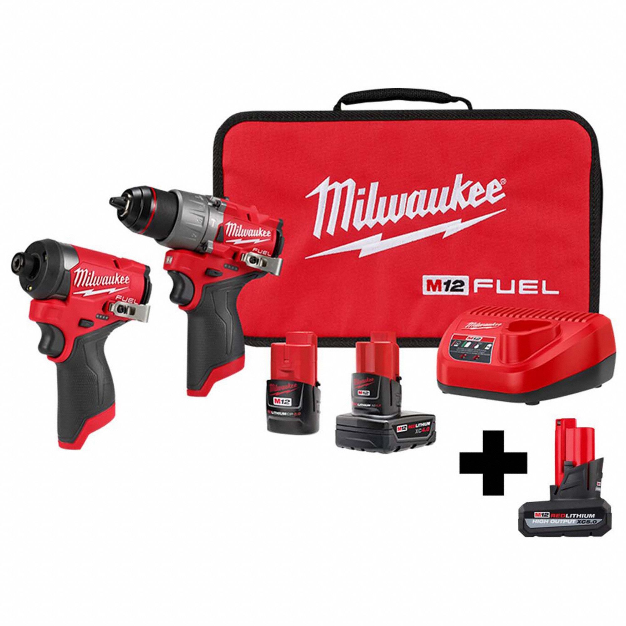 MILWAUKEE, 2 Tools, Hammer Drill/Impact Driver, 2-Tool Combo Kit ...