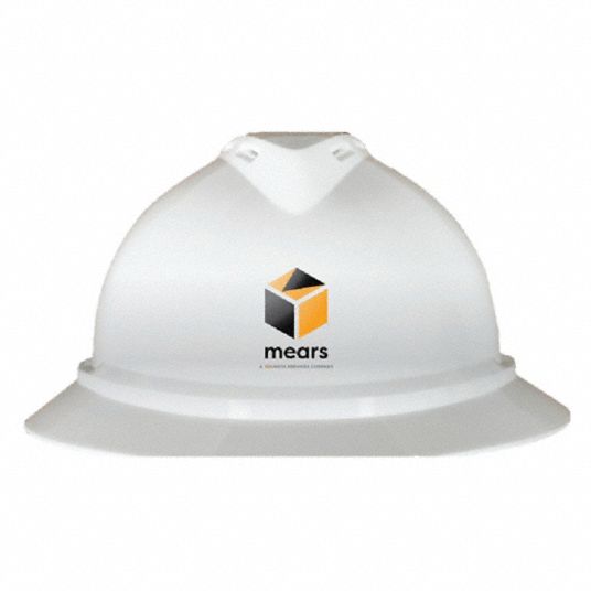 MEARS Logo,White,Full Brim,Stripes - Grainger