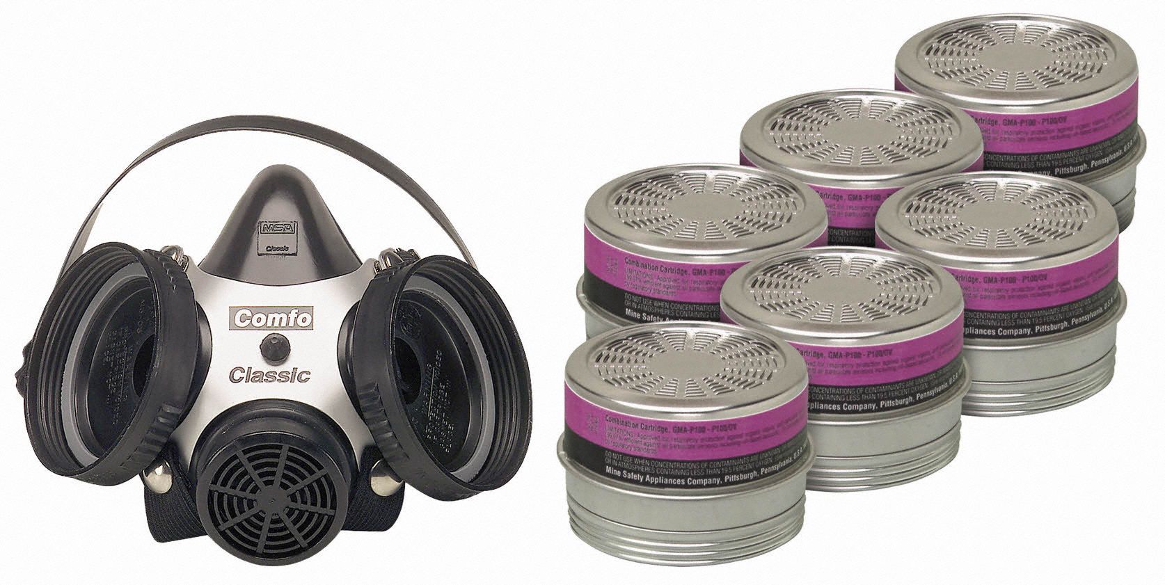 MSA, 6 Cartridges Included, (6) Organic Vapor (OV), P100 Combo ...