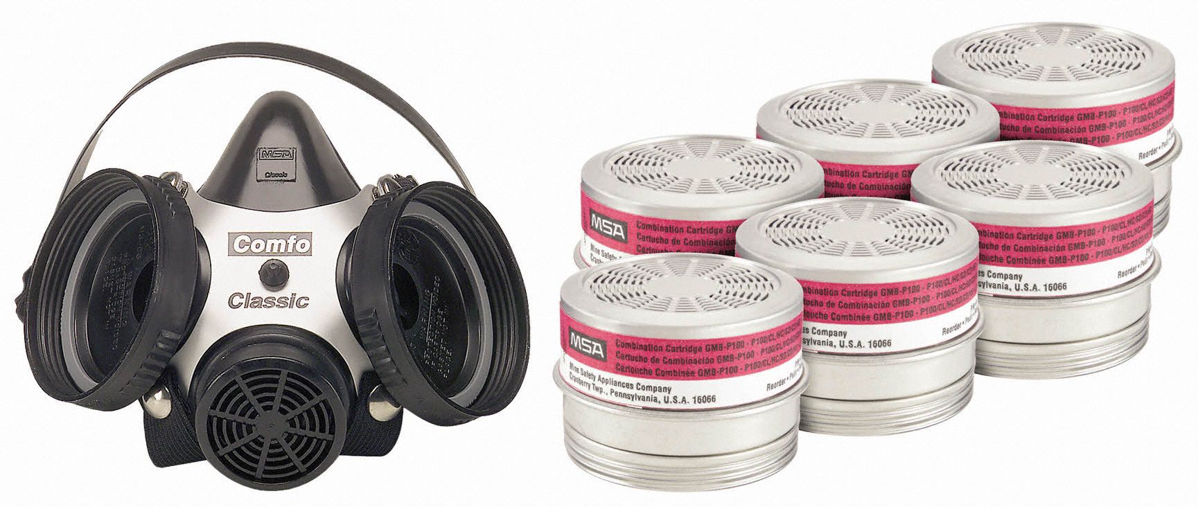 MSA, 6 Cartridges Included, Hycar Rubber, Half Mask Respirator Kit ...