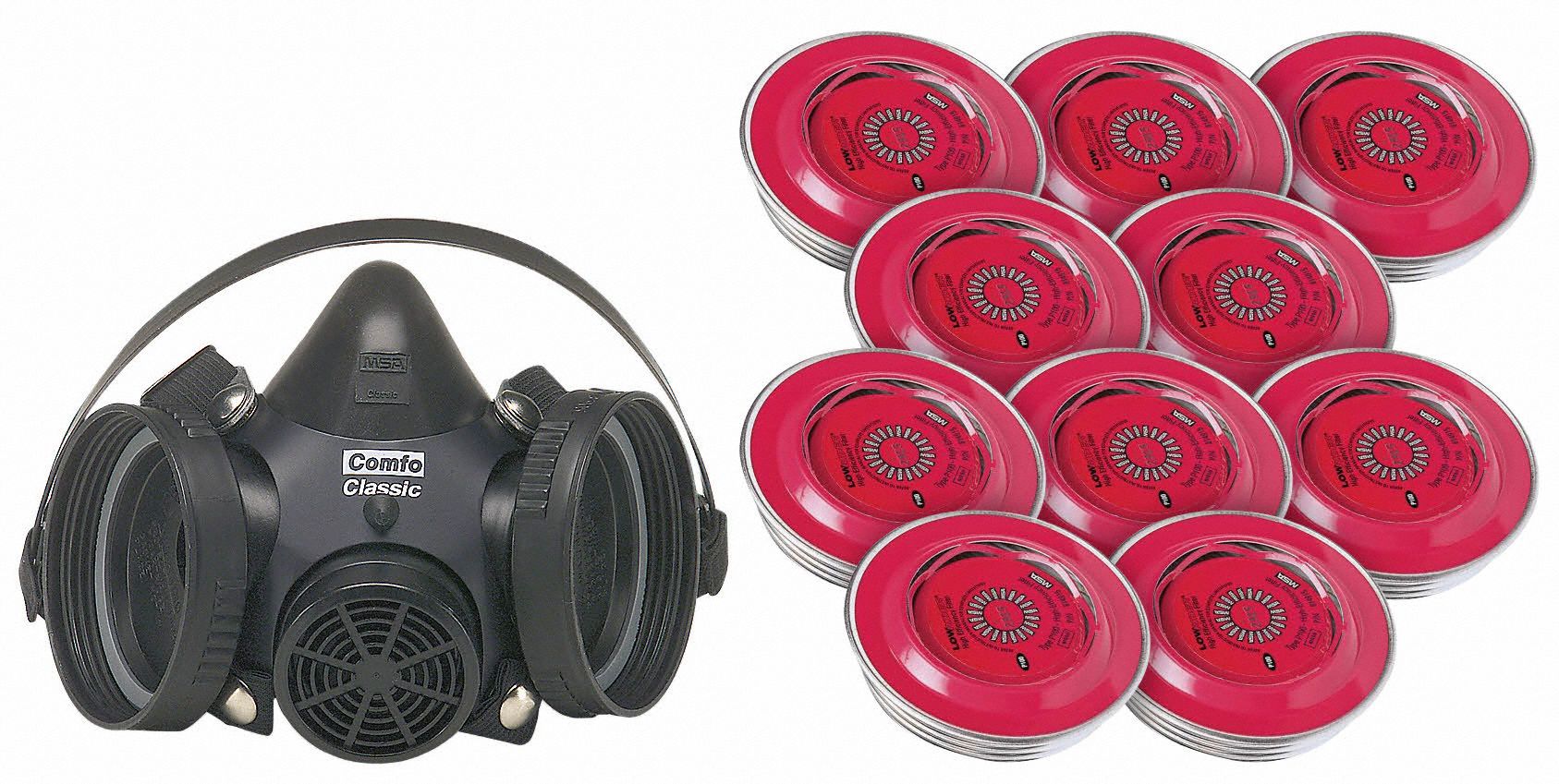 MSA, 10 Cartridges Included, (10) P100 Filter, Half Mask Respirator Kit ...